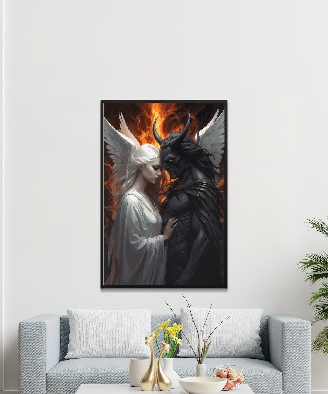 Fantasy Angel and Demon Art Print, Digital Download, Gothic Wall Art ...