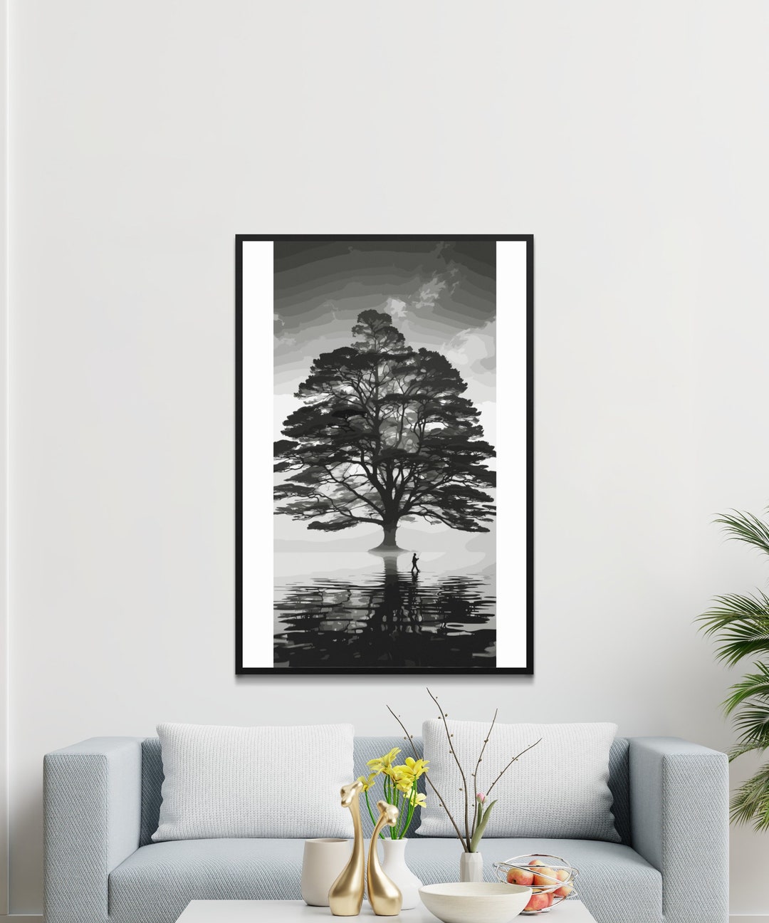 Black and White Tree Art Print, Digital Download, Nature Landscape ...