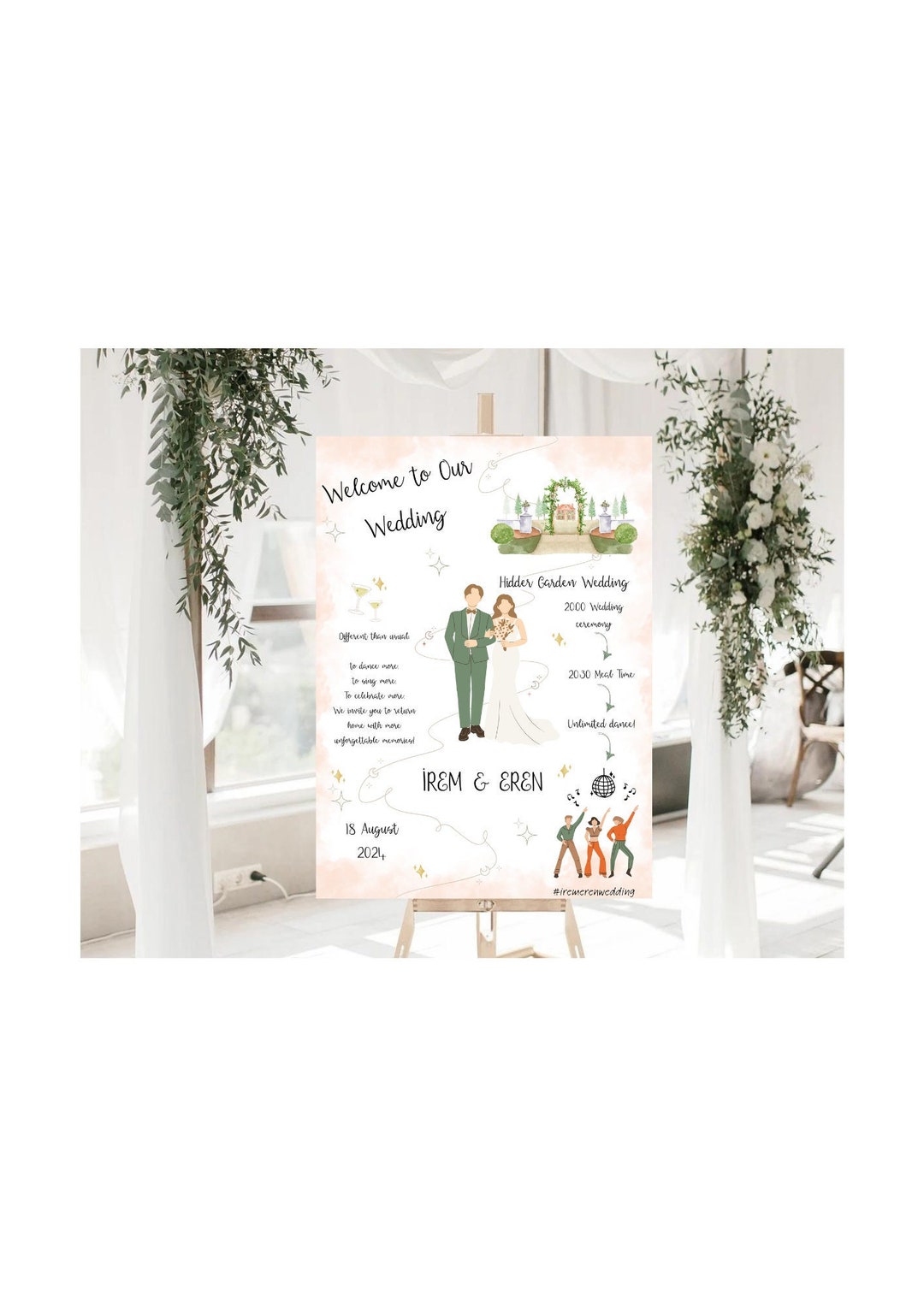 Editable Wedding Welcome Sign Template, Personalized Welcome Board ...