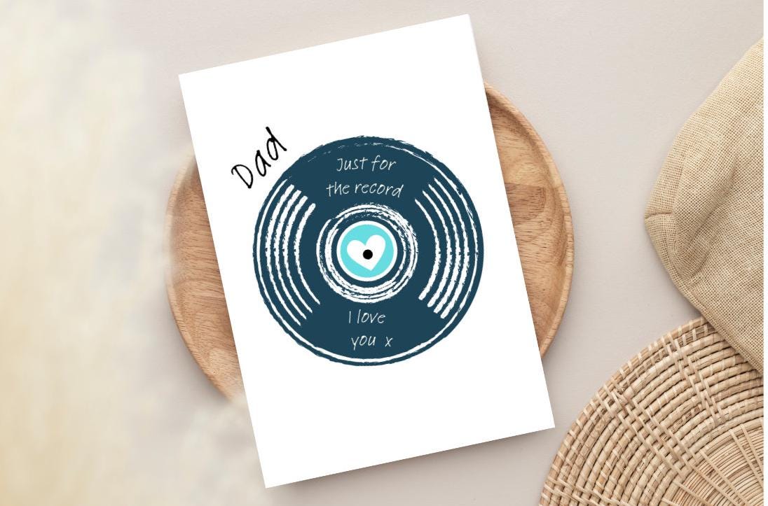 Vinyl Record Father's Day Card just for the Record, I Love You X Father ...