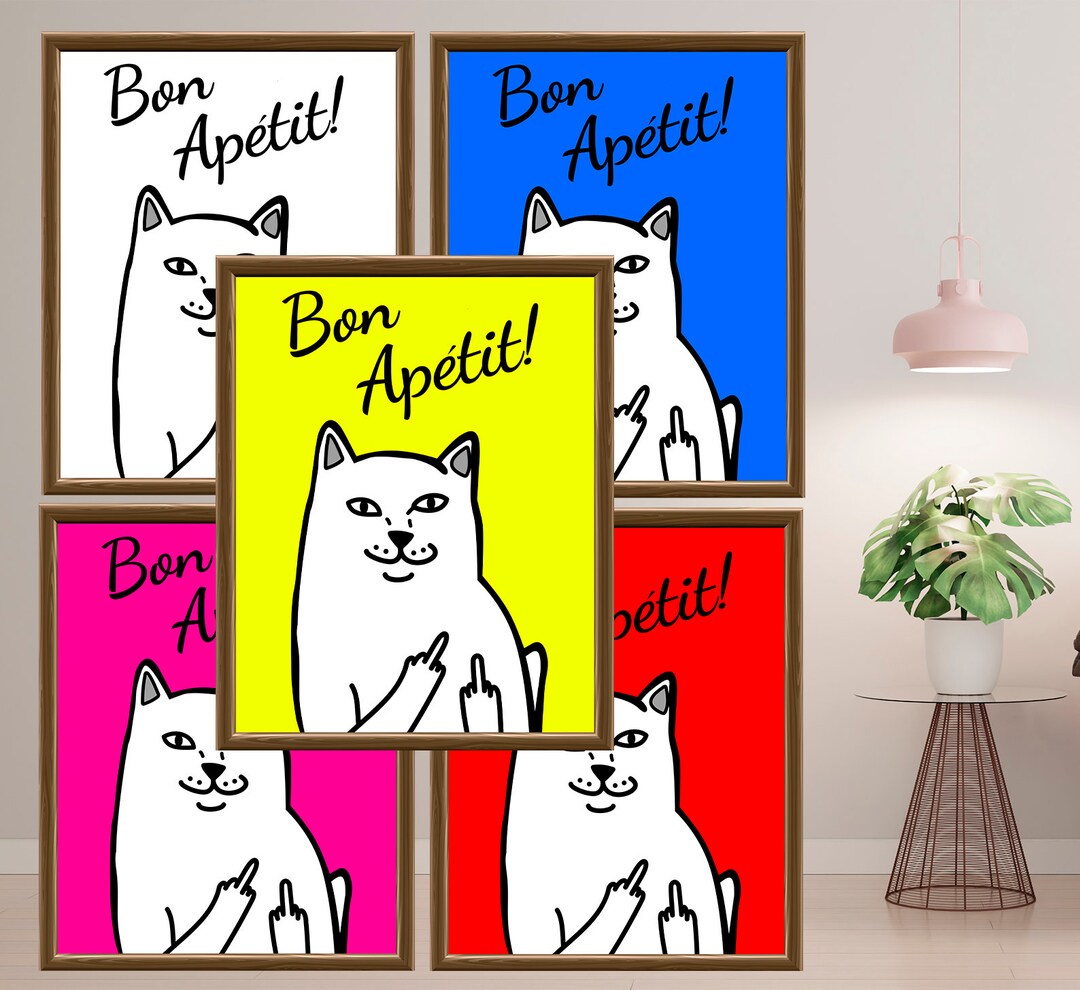 Middle Finger Print, Bold Wall Art, Fck Wall Art, Bon Appetit, Edgy ...