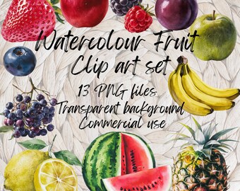 WATERCOLOR CLIPART, Fruit Clipart, Food, Kitchen Cooking Tropical ...