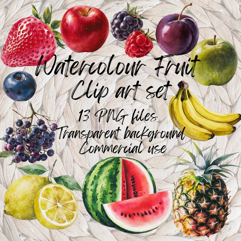 Fruit Clip Art Set 13 High Resolution PNG Files With Transparent ...