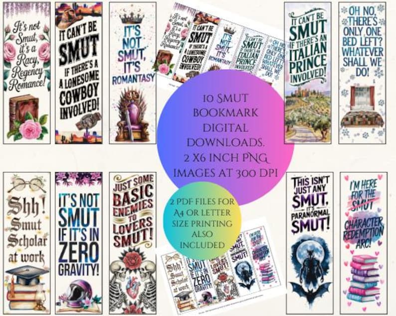 Smut Bookmark PNG Set of 10 High Resolution Files Transparent ...