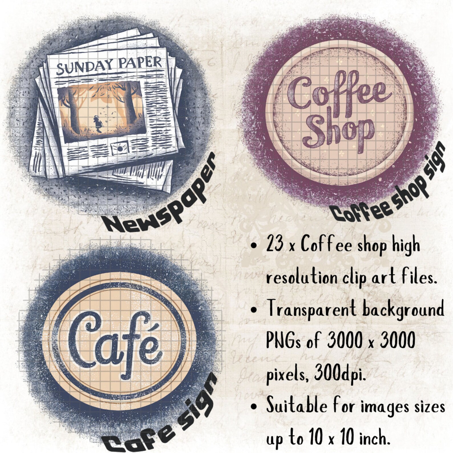 Coffee Shop Clip Art Set 23 High Resolution PNG Files With Transparent ...