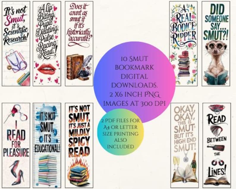 Smut Bookmark PNG Set of 10 High Resolution Files Transparent ...