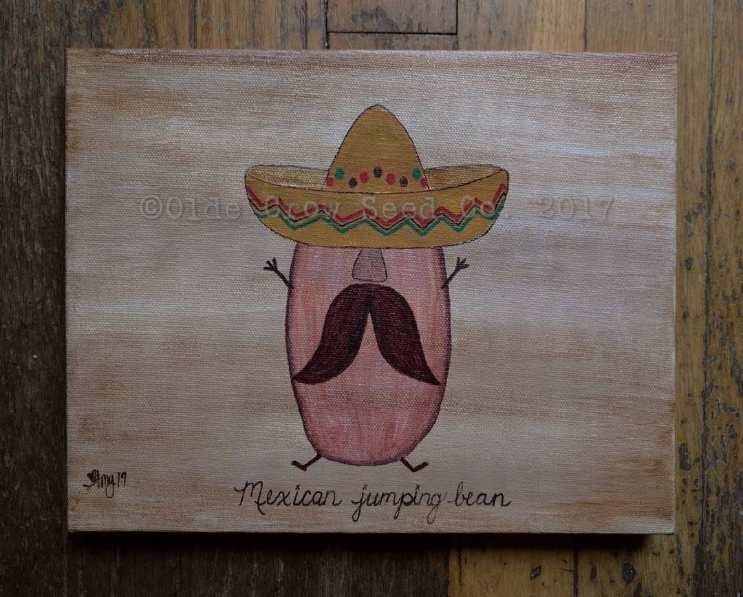 Mexican Jumping Bean Painting 8x10 Original Folk Art Whimsical - Etsy