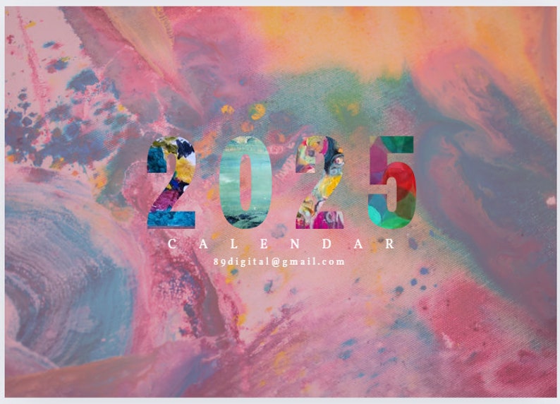 Colorful Abstract 2025 Wall Calendar - Etsy