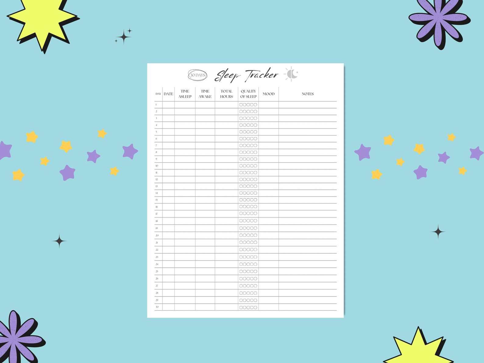 Sleep Tracker Printable | Sleep Quality Journal | Printable Sleep ...