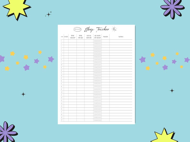 Sleep Tracker Printable | Sleep Quality Journal | Printable Sleep ...