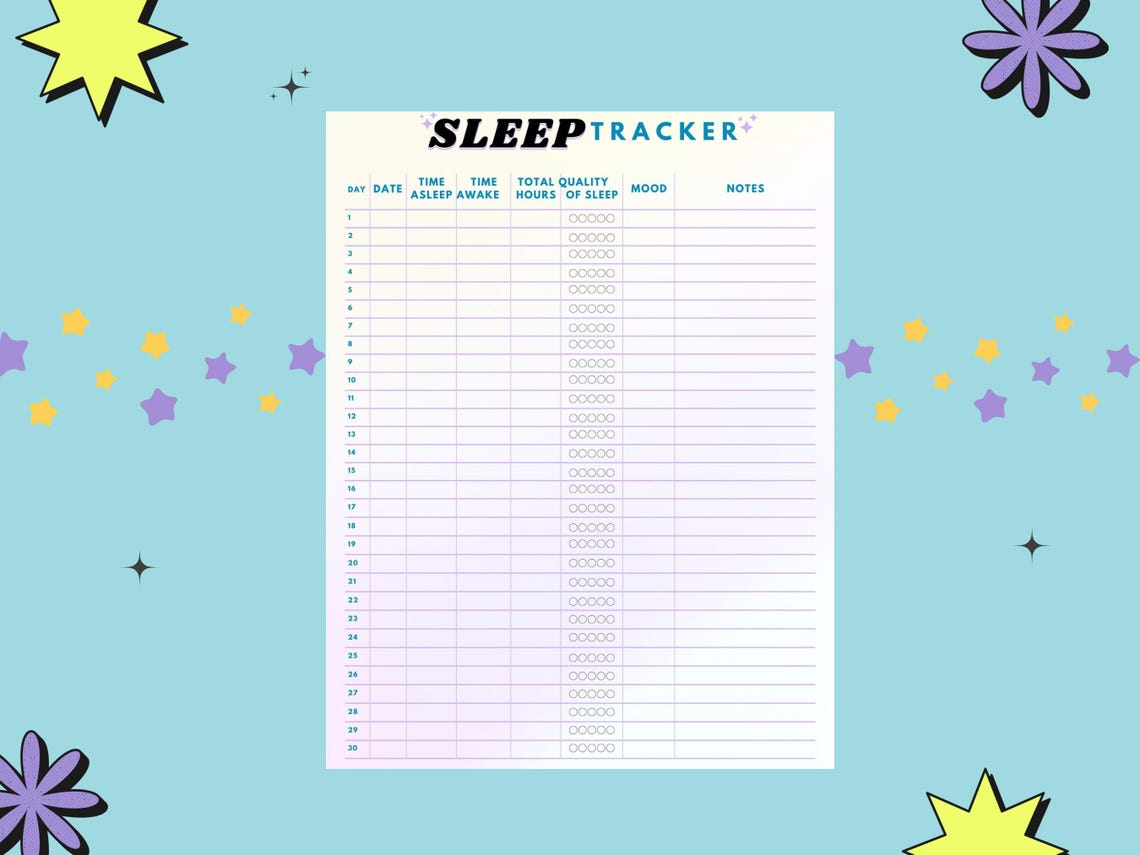 Sleep Tracker Printable Sleep Quality Journal Printable Sleep Journal ...