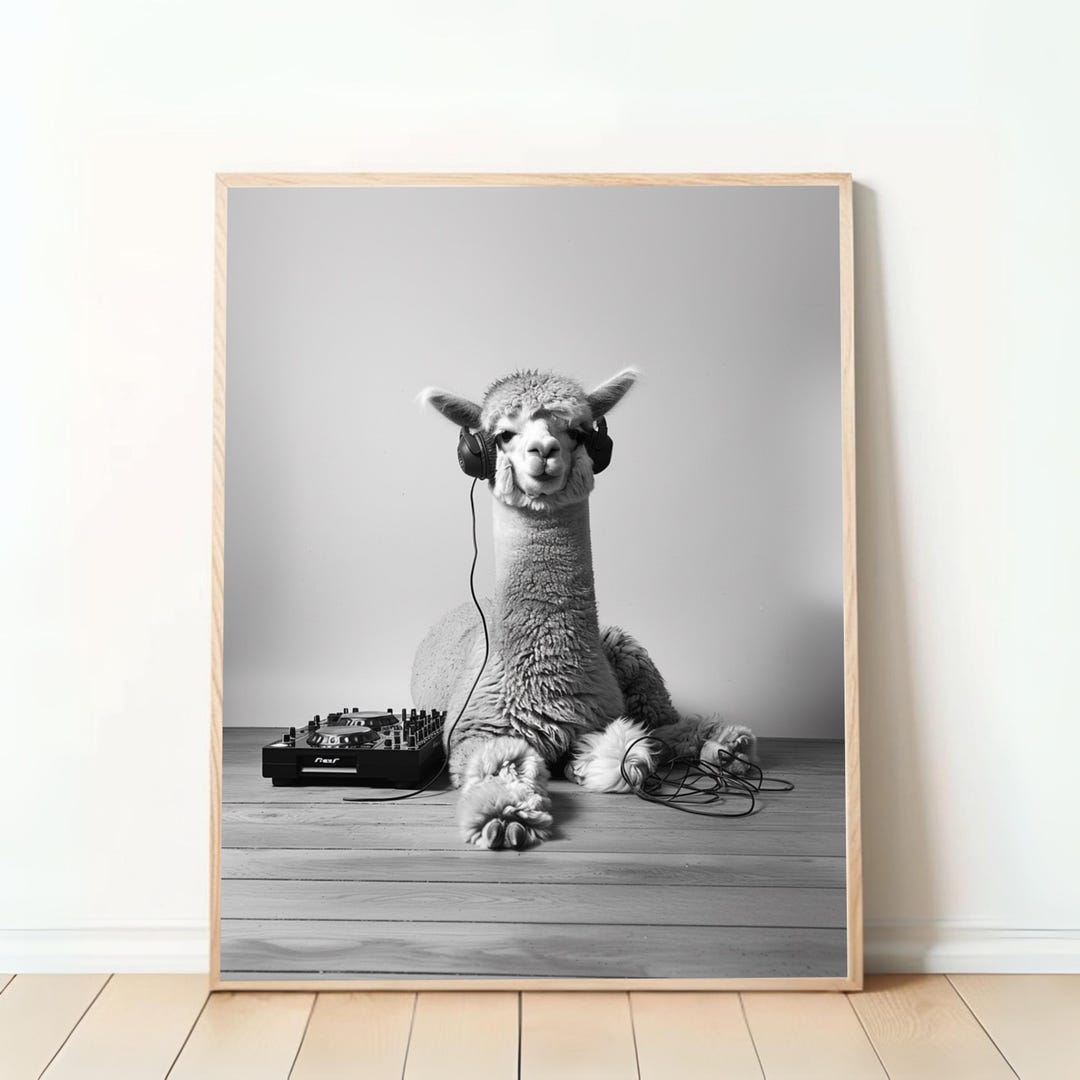 Funny Alpaca DJ Poster – “alpaca With Headphones,” Digital Download ...