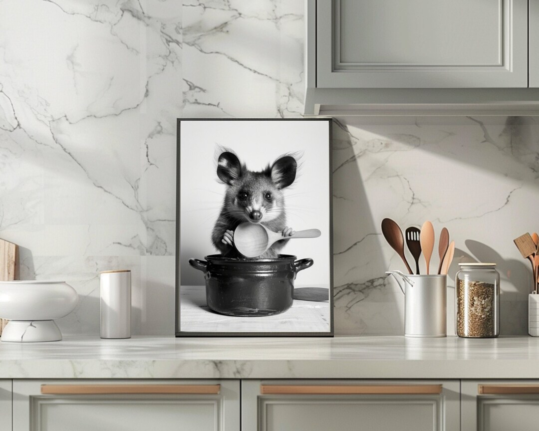 Opossum Cooking in the Kitchen, Funny Kitchen Picture, Wall Decor ...