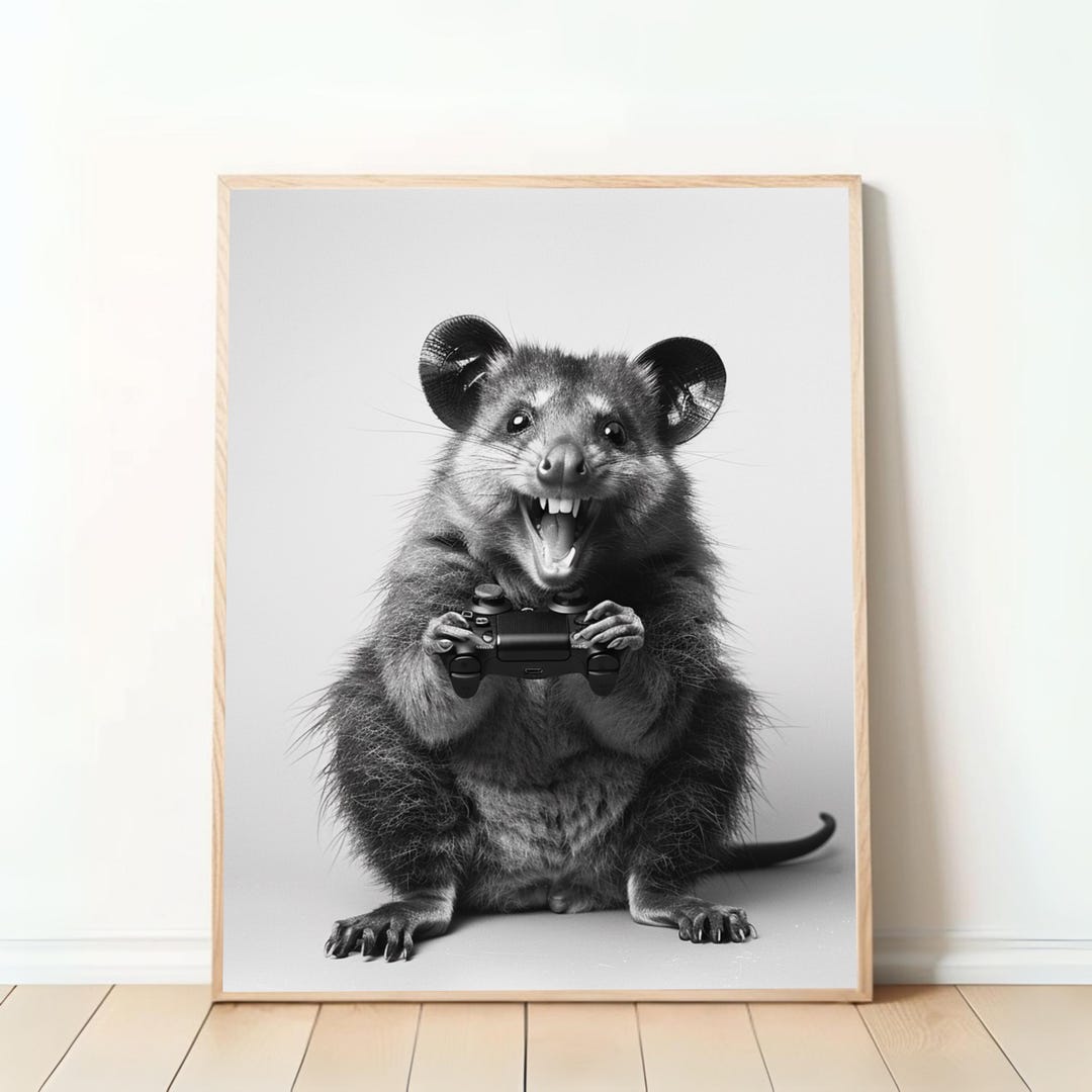 Funny Opossum Poster – “opossum With Controller,” Digital Download ...