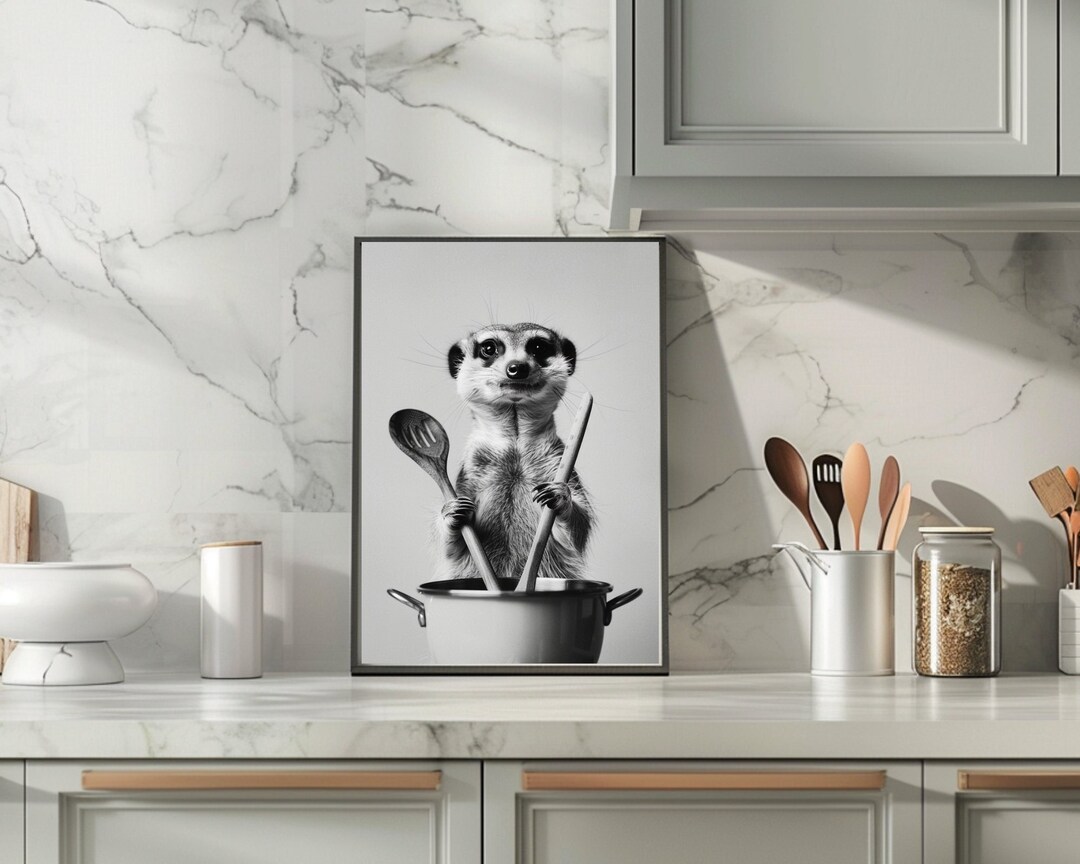 Funny Animal Picture Kitchen Picture, Digital Print Art, Meerkat ...