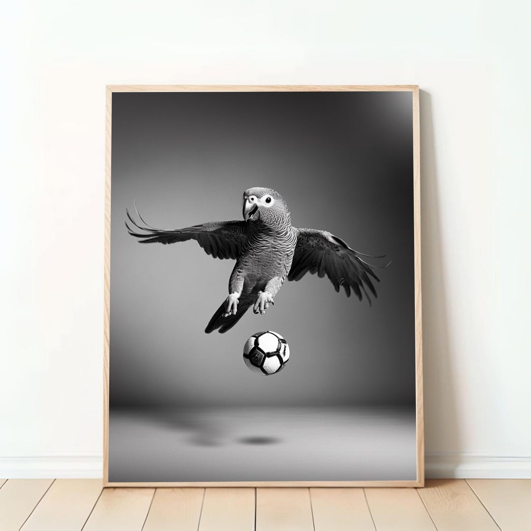 Funny Soccer Poster – “parrot Playing Soccer,” Digital Download ...