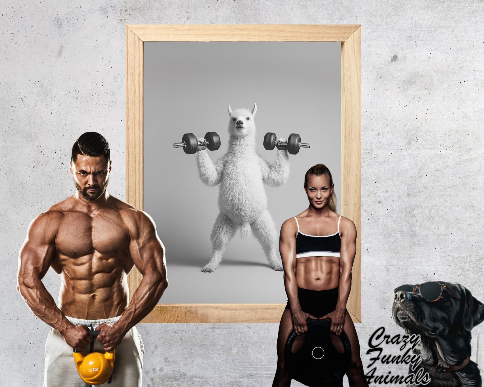 Funny Fitness Poster – “alpaca With Dumbbells,” Humorous Animal Art ...