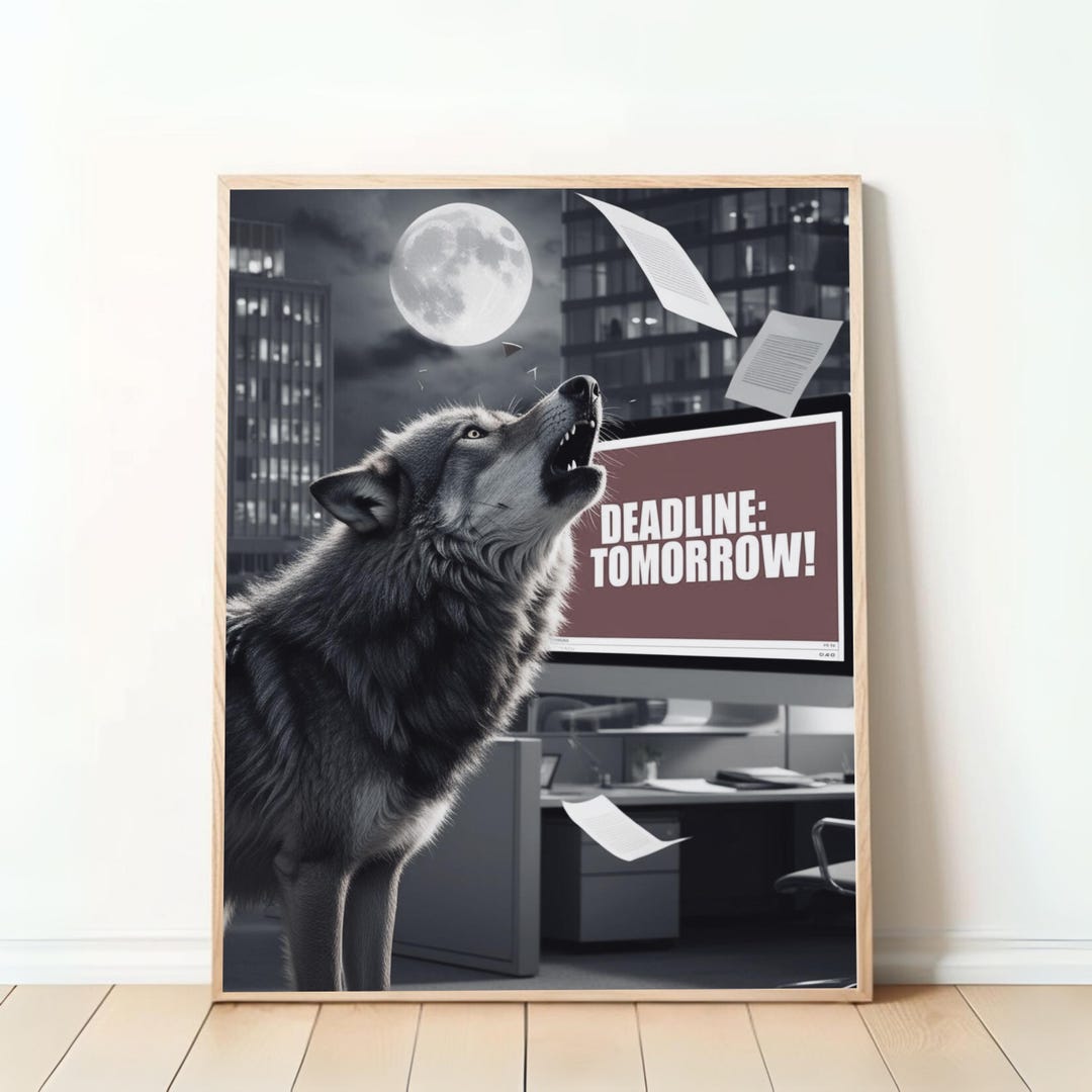 Funny Wolf Poster – “deadline Tomorrow! Office Wolf” Digital Download ...