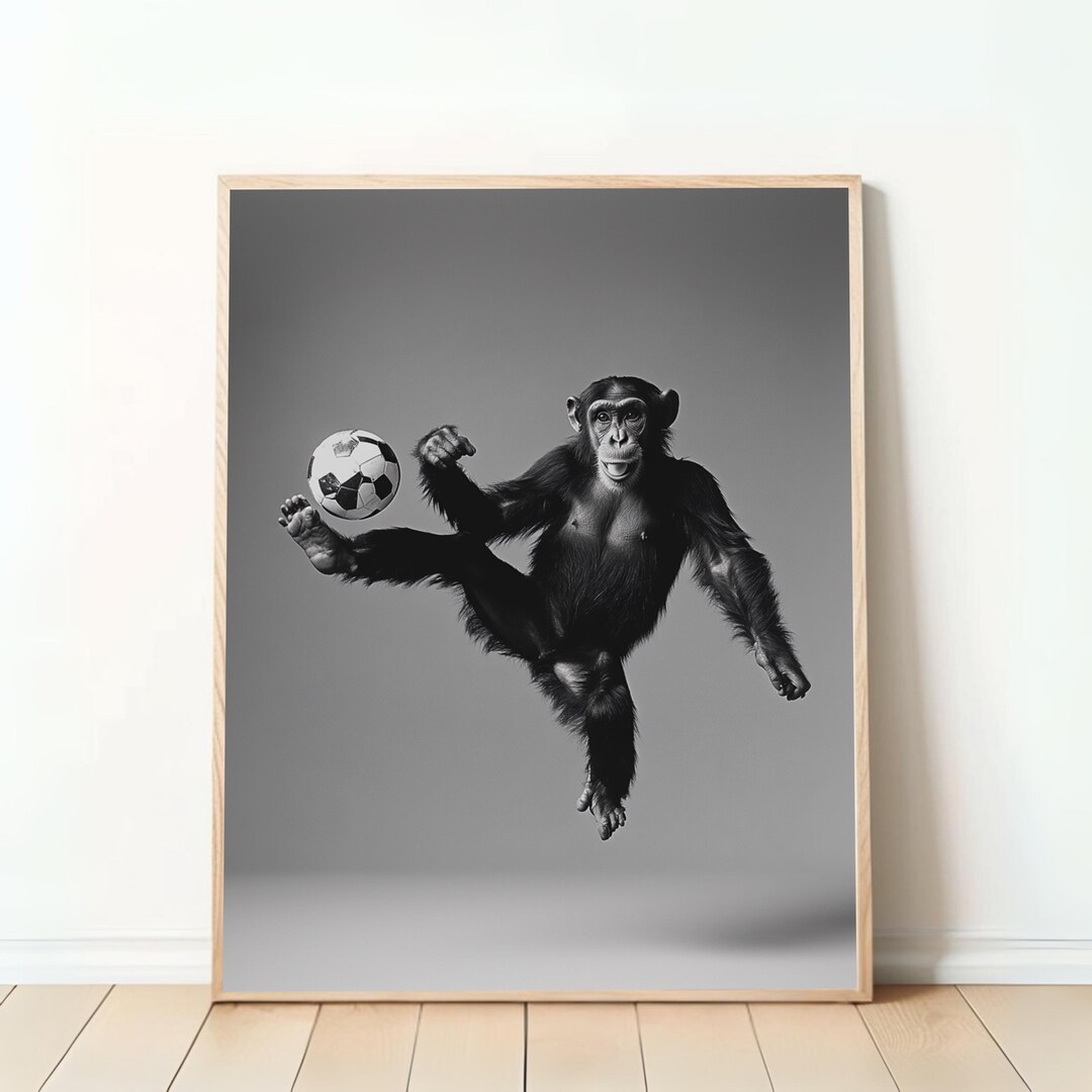 Funny Soccer Poster – “monkey Playing Soccer,” Digital Download ...