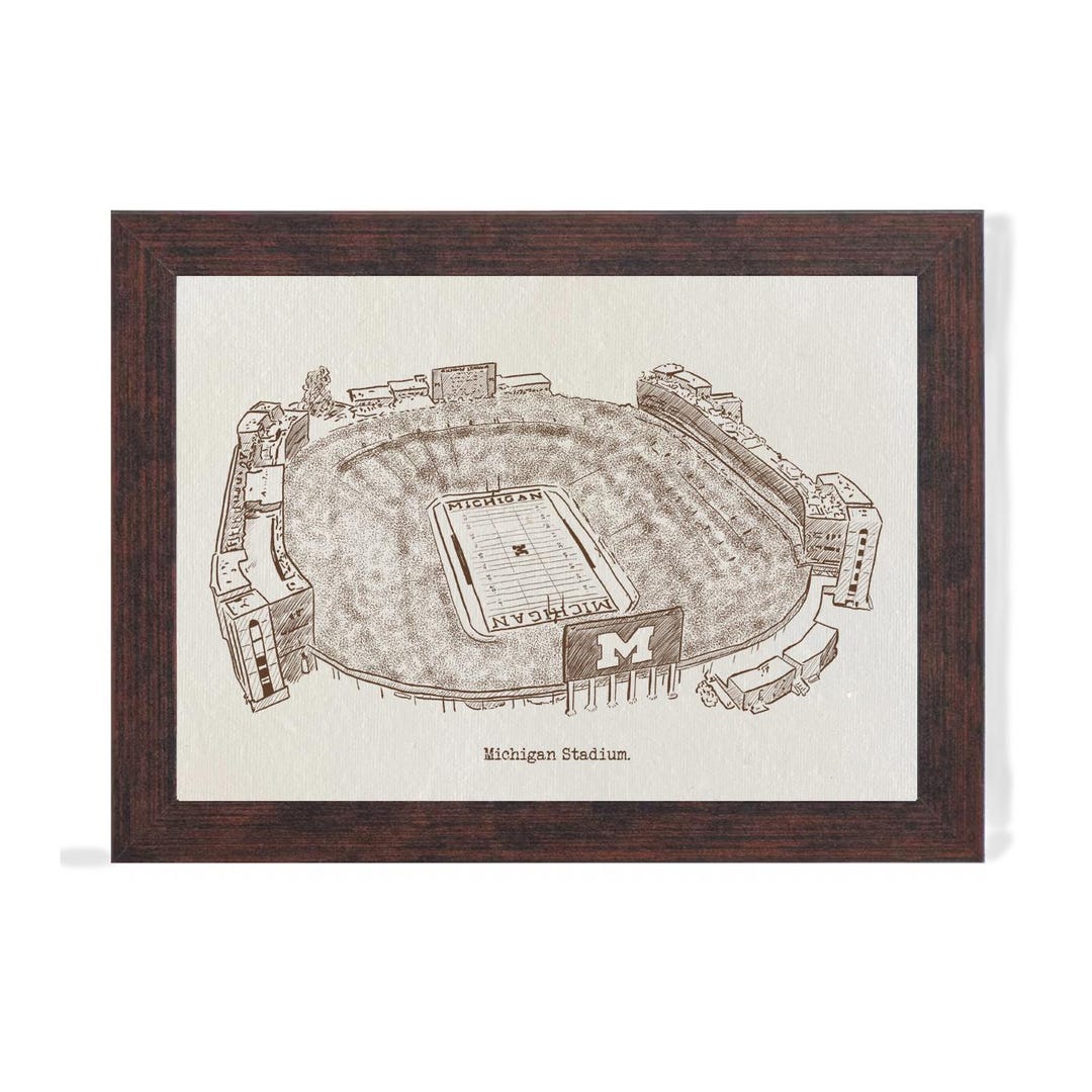 University of Michigan Wolverines Michigan Stadium Art Print: Hand ...