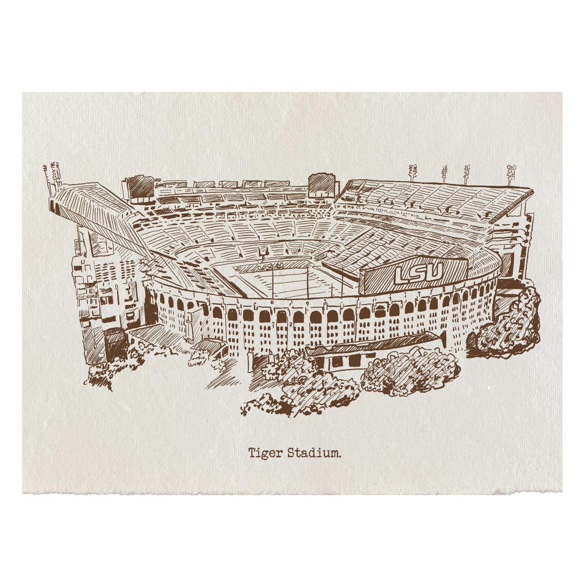 LSU Tiger Stadium Art Print (digital Download) : Hand-drawn Pen & Ink ...