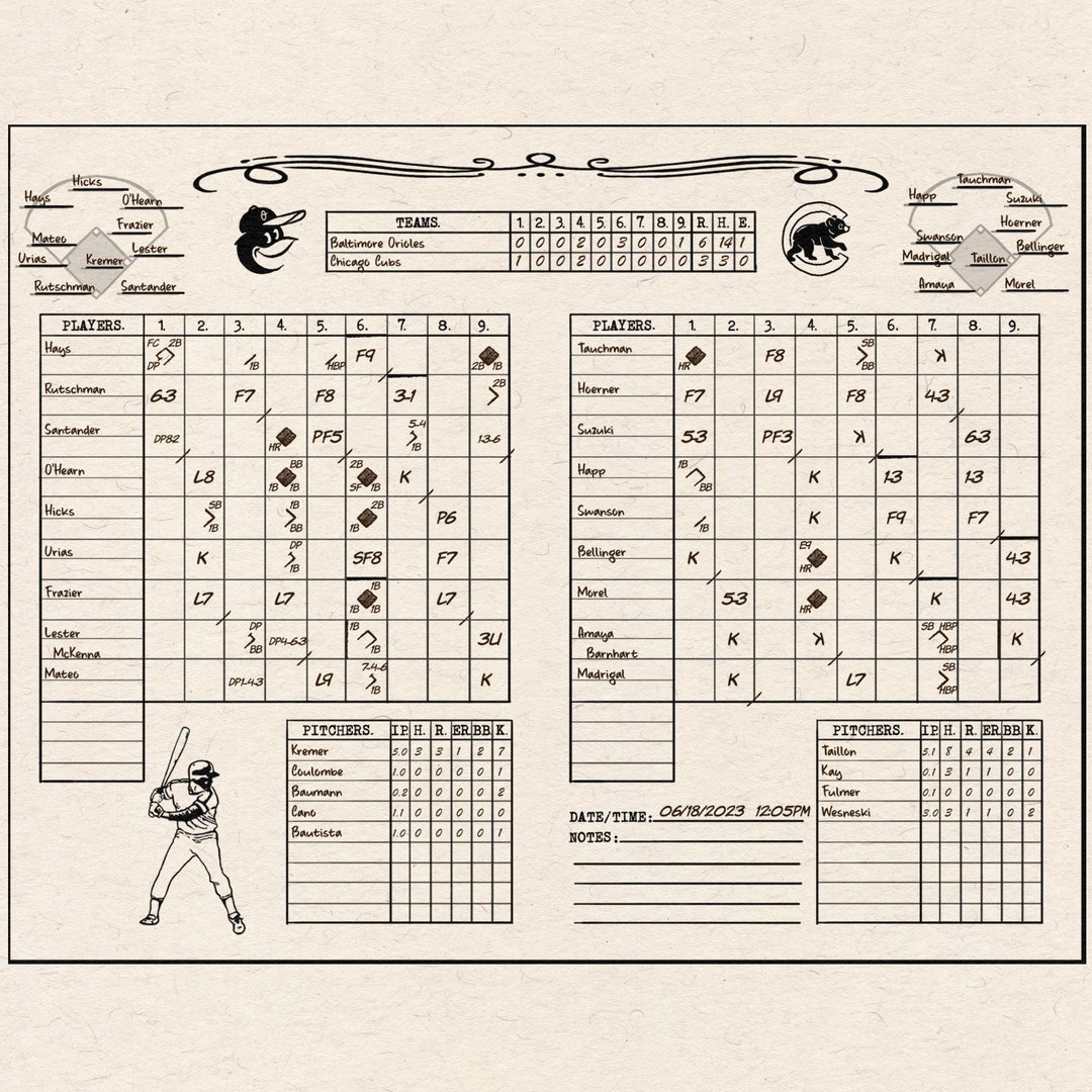 Vintage-style Baseball Scorecard - Etsy