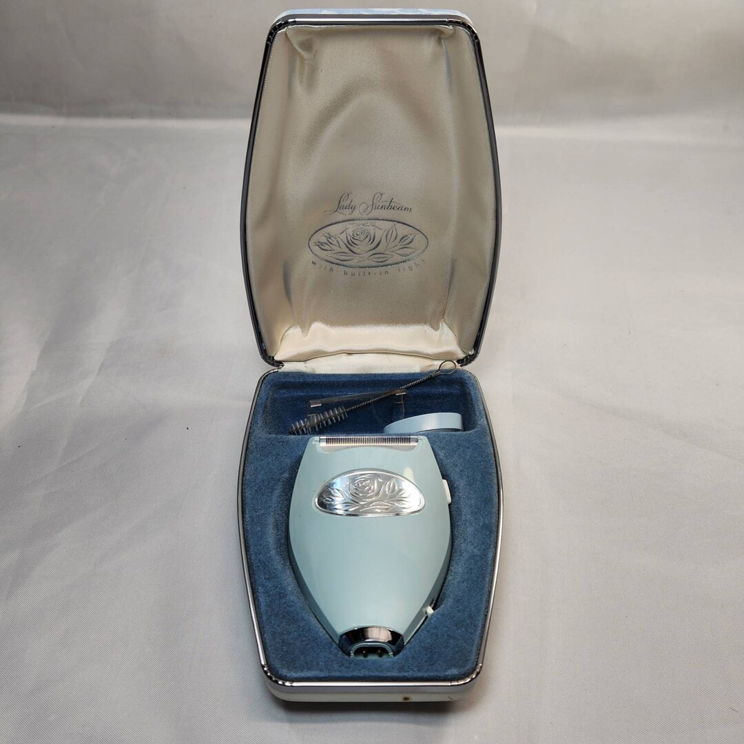 Vintage Lady Sunbeam Shaver Electric Razor Turquoise Clamshell Box No ...