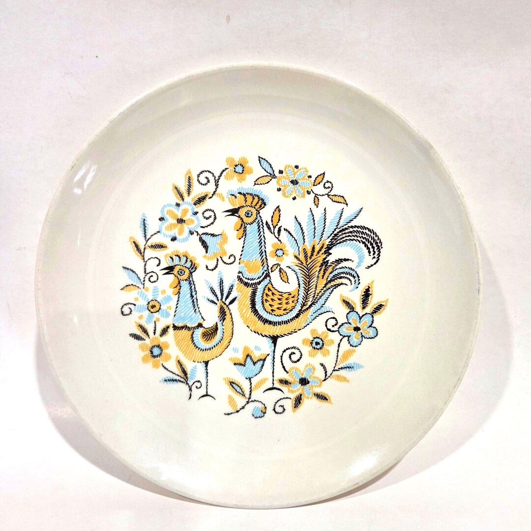 Vintage Steubenville Peacock Garden Dinner Plate 10" Dishes Roosters ...