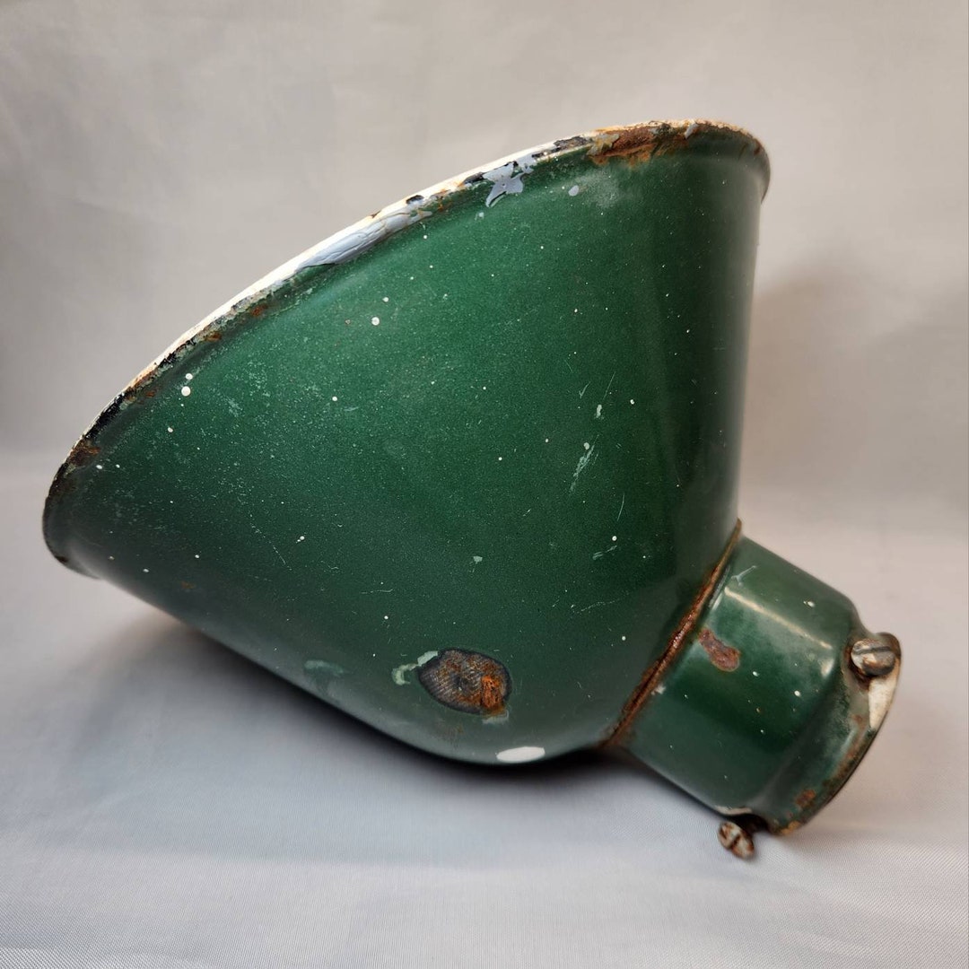 Vintage Industrial Lamp Shade Metal Enameled Rustic Dark Green - Etsy