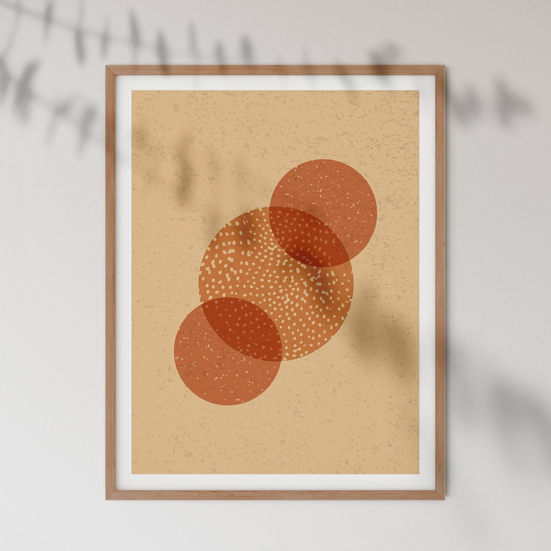 Orange Circle Art, Abstract Wall Art, Minimalist Geometric Print, Warm Color, Contemporary Decor ...
