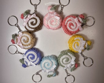 Cute Crochet Swiss Roll Keychain Handmade Cake Keychain Accessory - Etsy