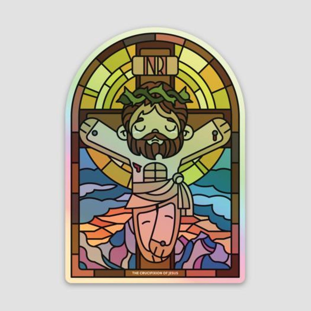 Jesus Crucified Holographic Vinyl Sticker - Etsy