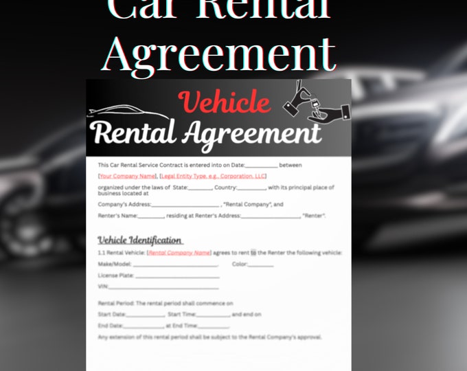 Rental Agreement Pdf, Car Rental Template, Rental Agreement For, Rental ...