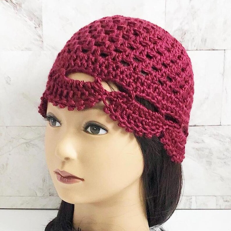 Crochet Juliet Hat, 1920s Flapper Style, Vintage Summer Beanie Headwear ...