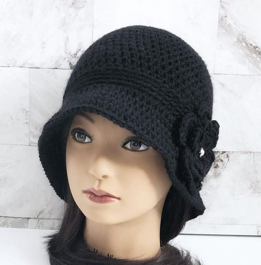 Crochet Cloche Hat, 1920s Flapper Vintage Style, Retro Bucket Hat ...