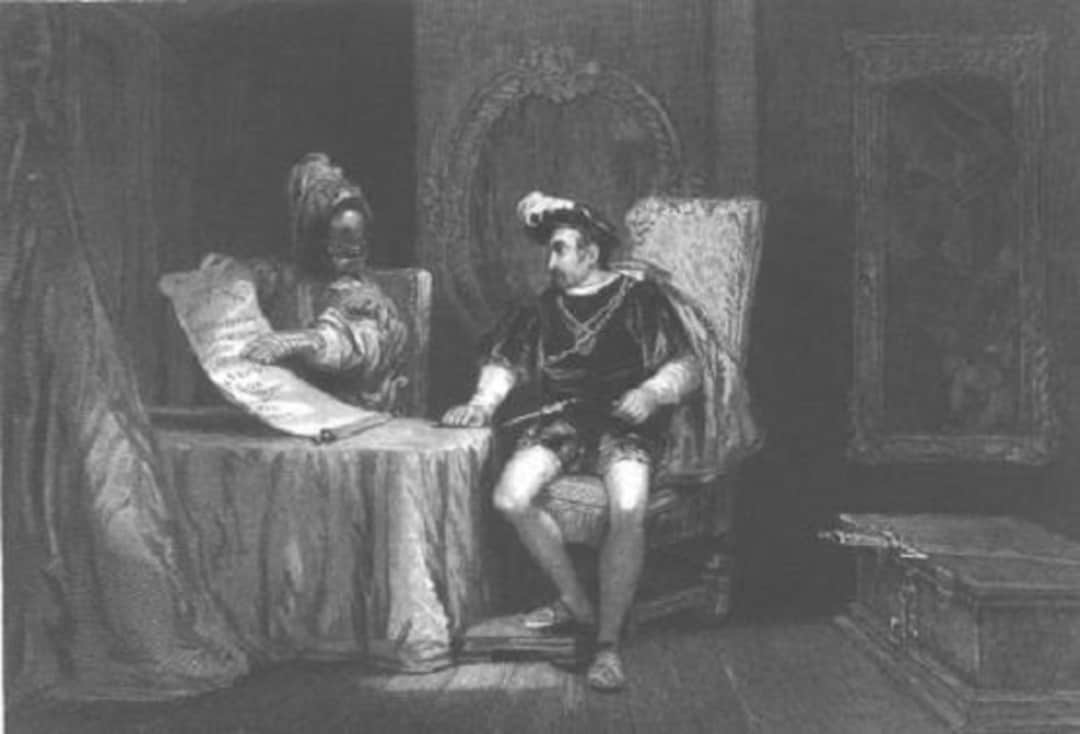 SUMMONS BURGUNDY KNIGHT 1800s Vintage Art Antique Art Print Steel Plate ...