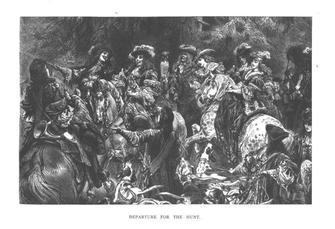 HUNTING PARTY HORSES Beagles Dogs Sport - Historical 1882 Victorian Era ...