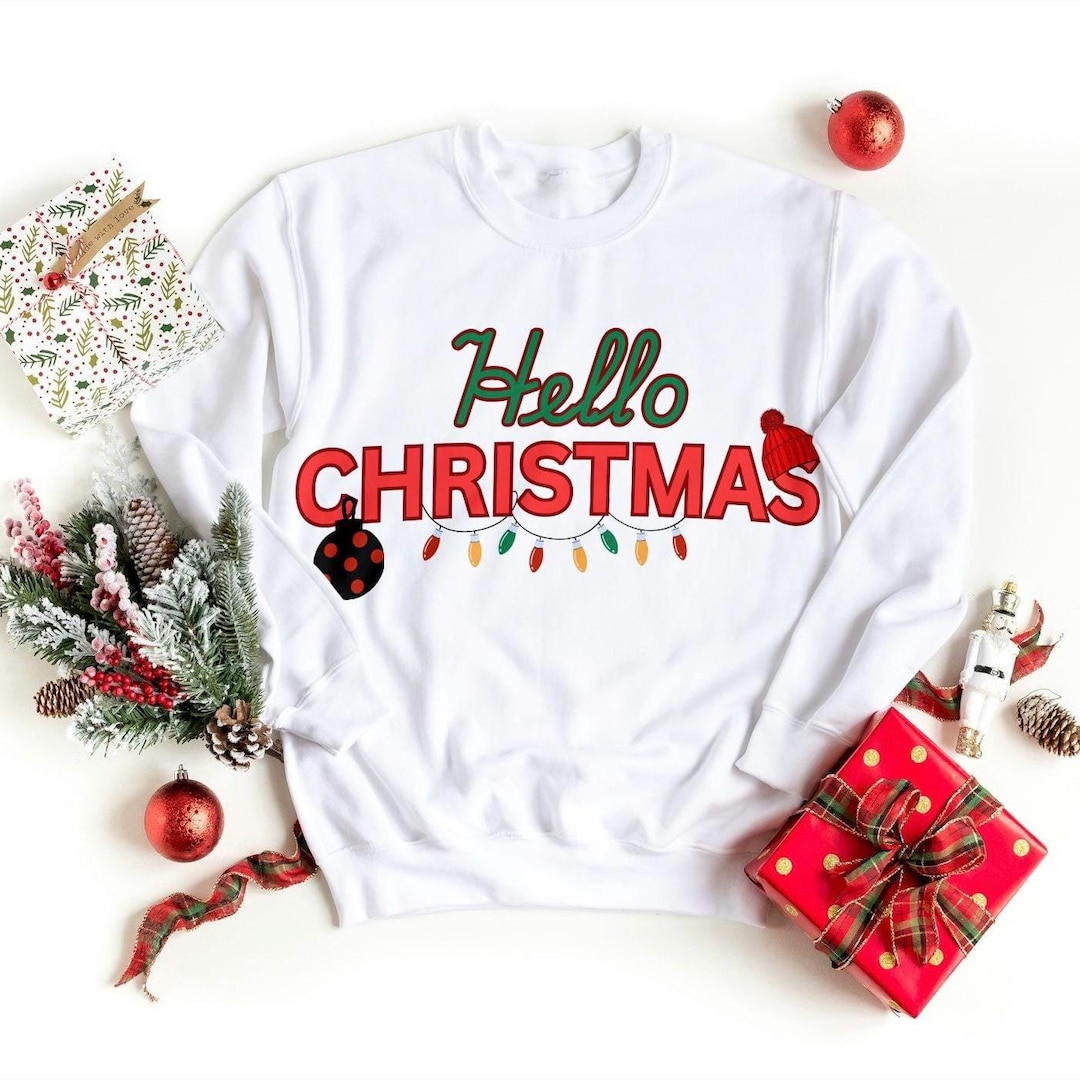 Hello Christmas Word Clip Art, Christmas Sublimation Graphics ...
