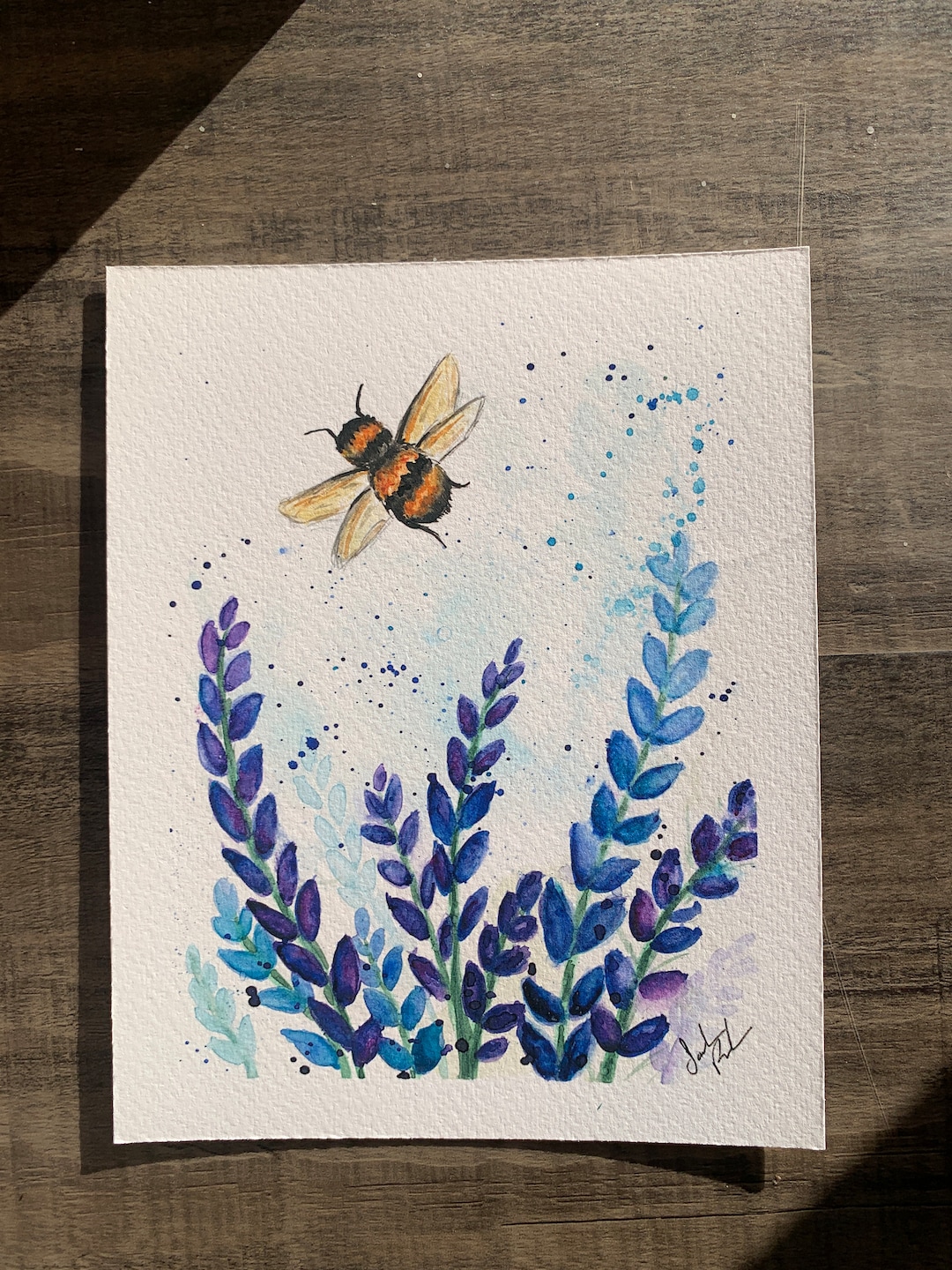 Bumble Bee and Flower Watercolor PRINTS 5x7 & 4x5 - Etsy