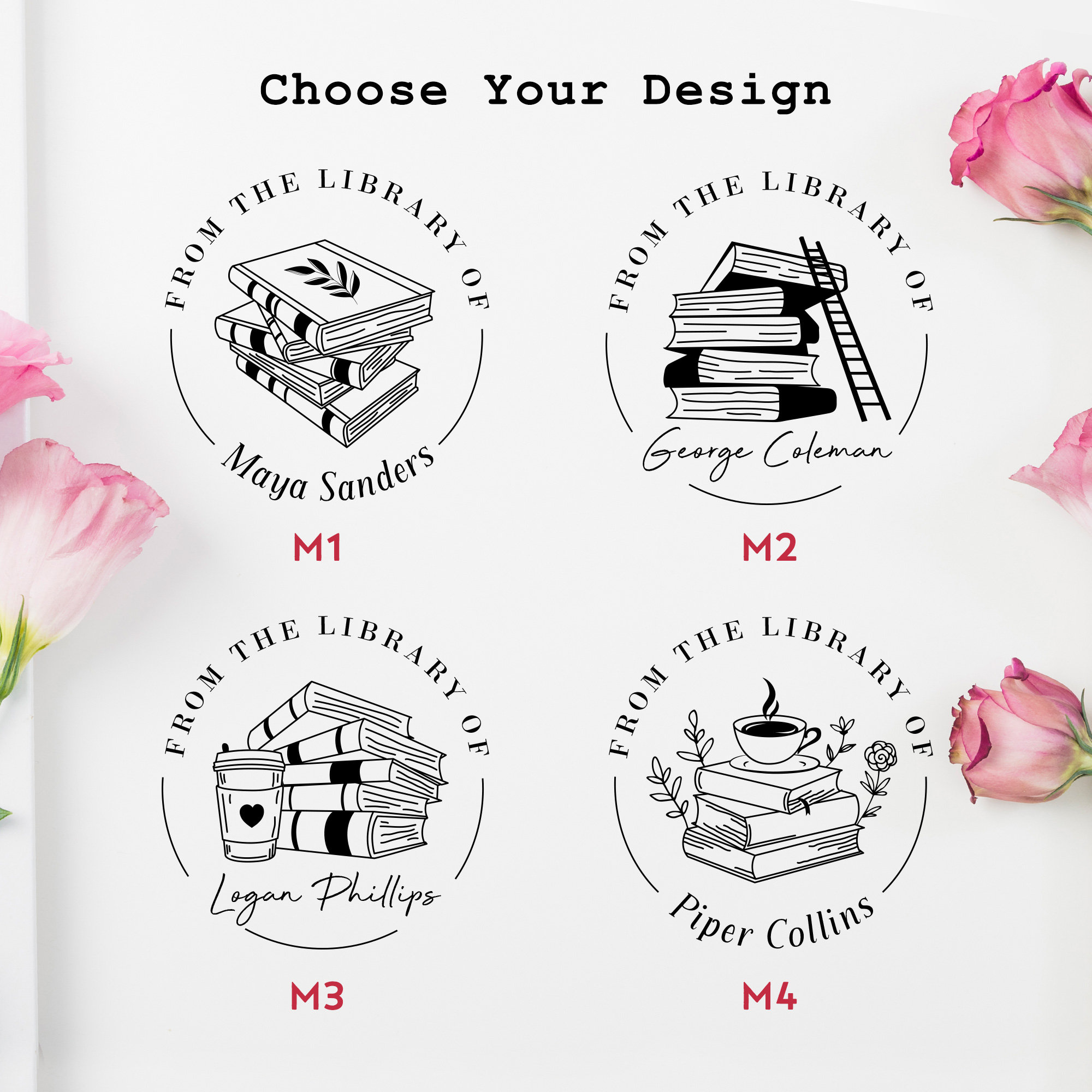 Personalized Book Stamp/custom Book Stamp/from the Library of Book ...