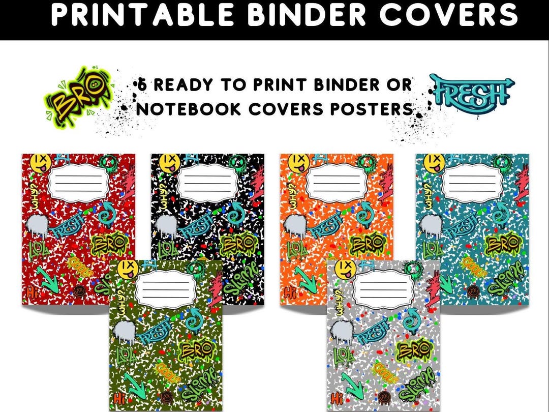 Editable Boy Binder Covers , Graffiti Notebook Covers - Etsy