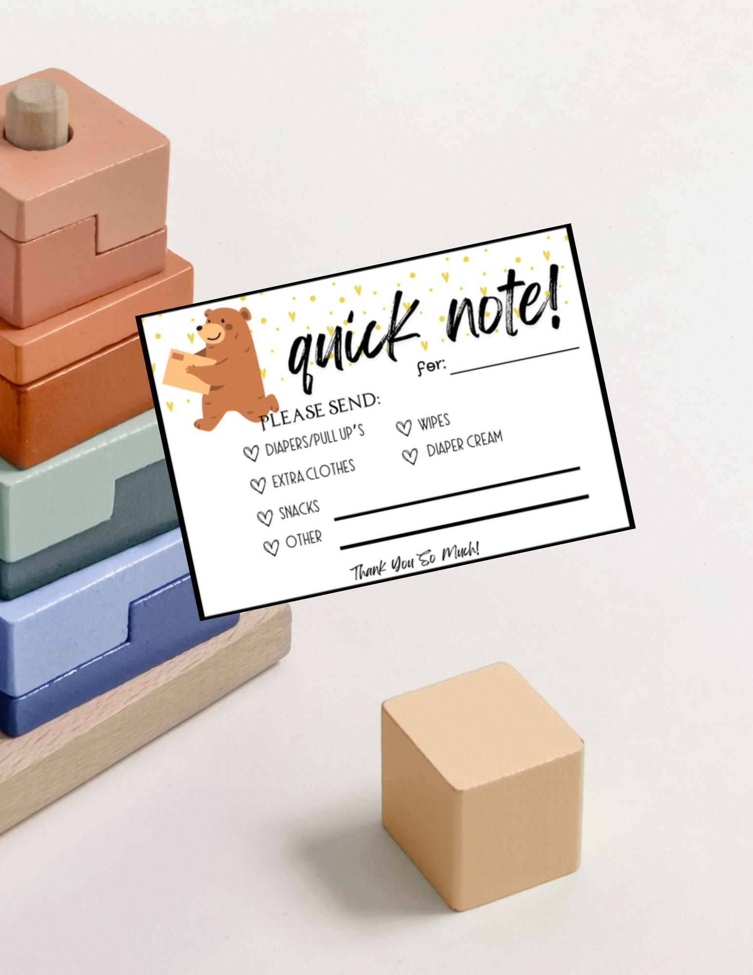 Printable Daycare Note Home: Parent Communication (digital Download) - Etsy