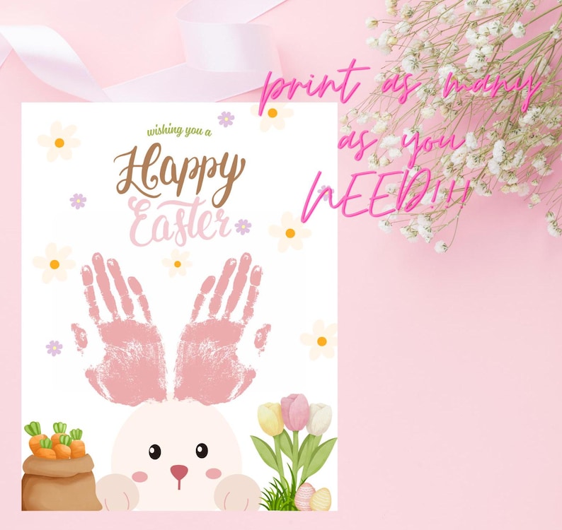 Printable Easter Handprint Art Craft for Kids Bunny Keepsake Art ...