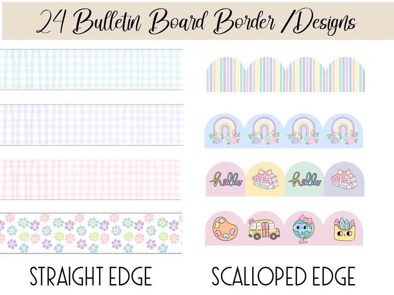 Pastel Printable Classroom Bulletin Board Borders ,teachers Classroom ...