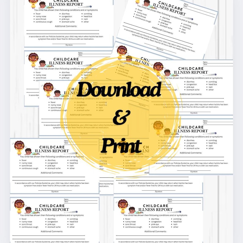 Printable Childcare Illness Report - Etsy