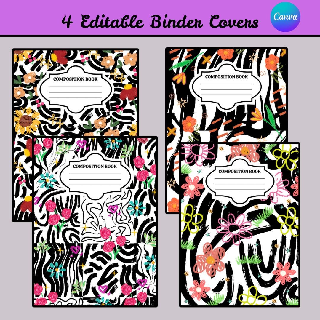 Editable Abstract Binder Covers , Girly Notebook Covers - Etsy
