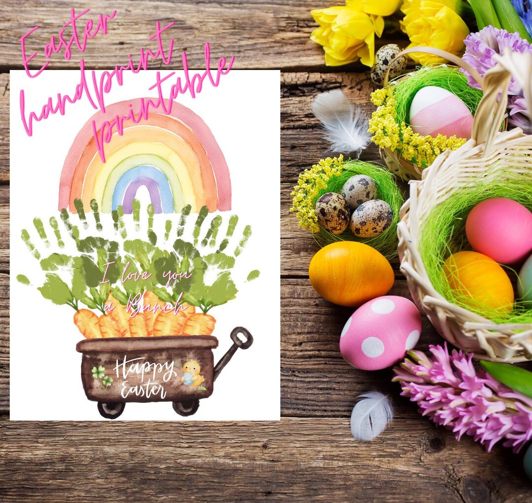 Handprint Art Printable Easter Craft for Kids Carrots Keepsake Activity ...