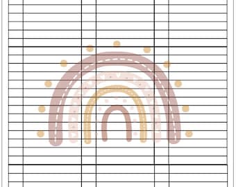 Heart Design Cute Sign-in and Out Sheet Template Printable Attendance ...