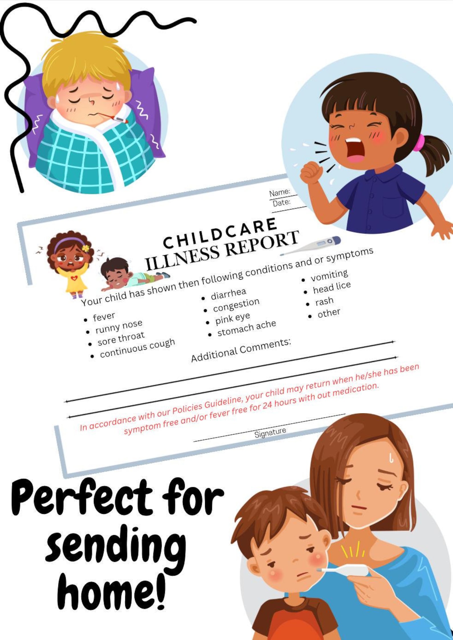 Printable Childcare Illness Report - Etsy