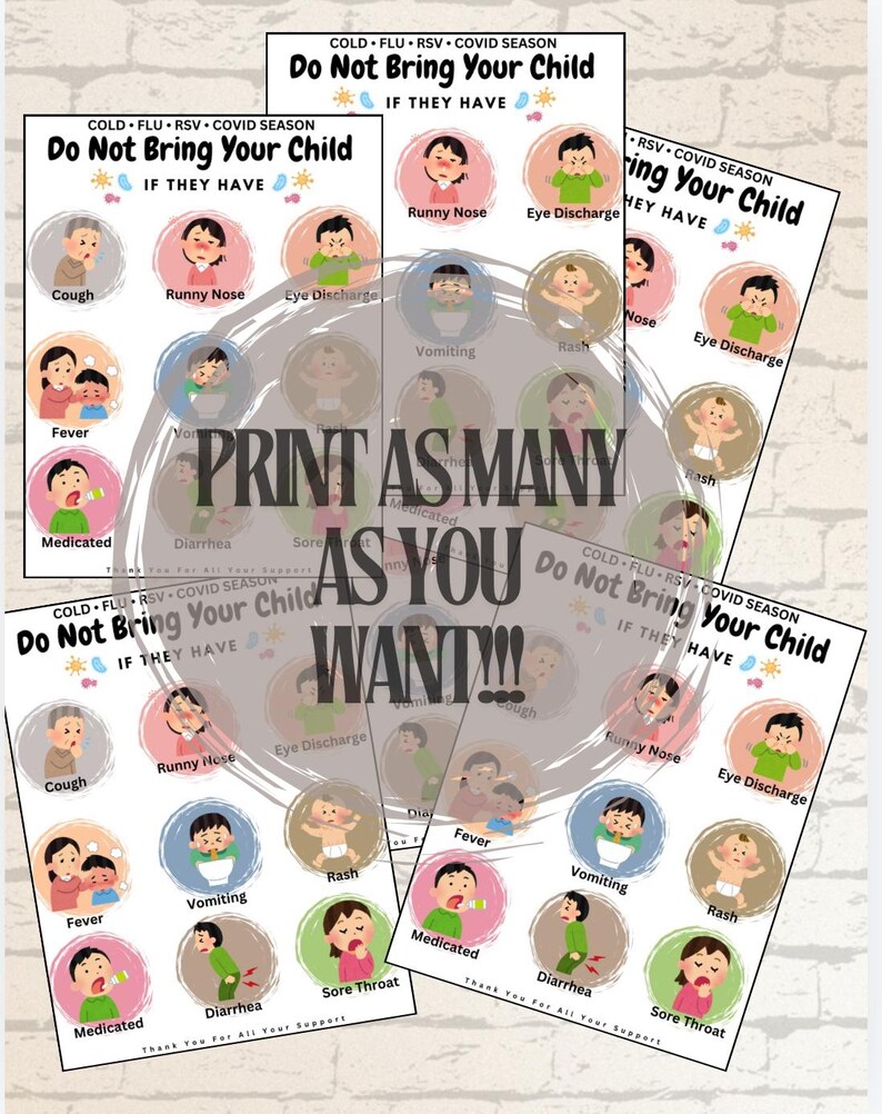 Printable Childcare Sickness Policy: School Rules (PDF) - Etsy